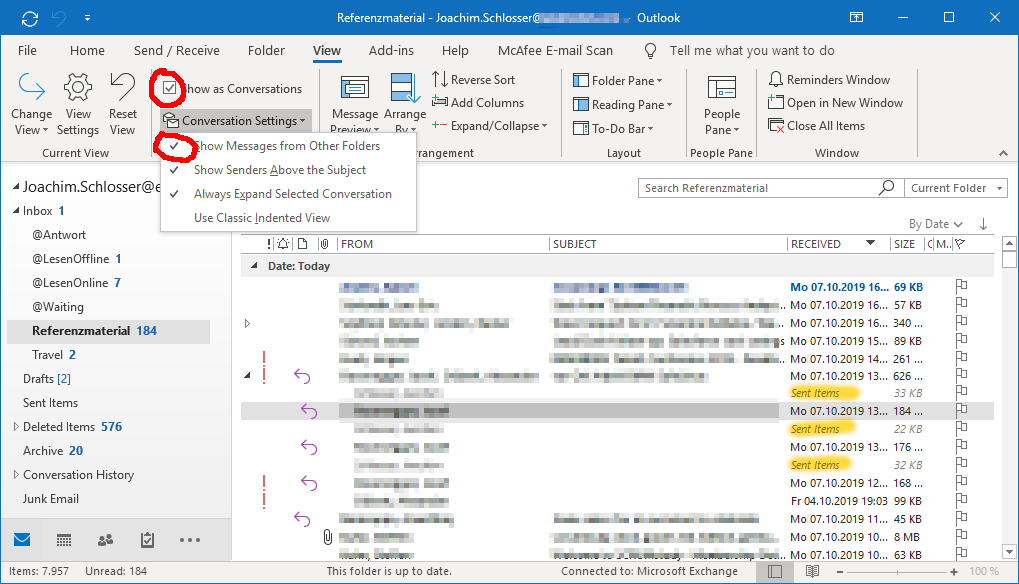 Handling the Email flood: Group Emails in Outlook to Conversation Thread